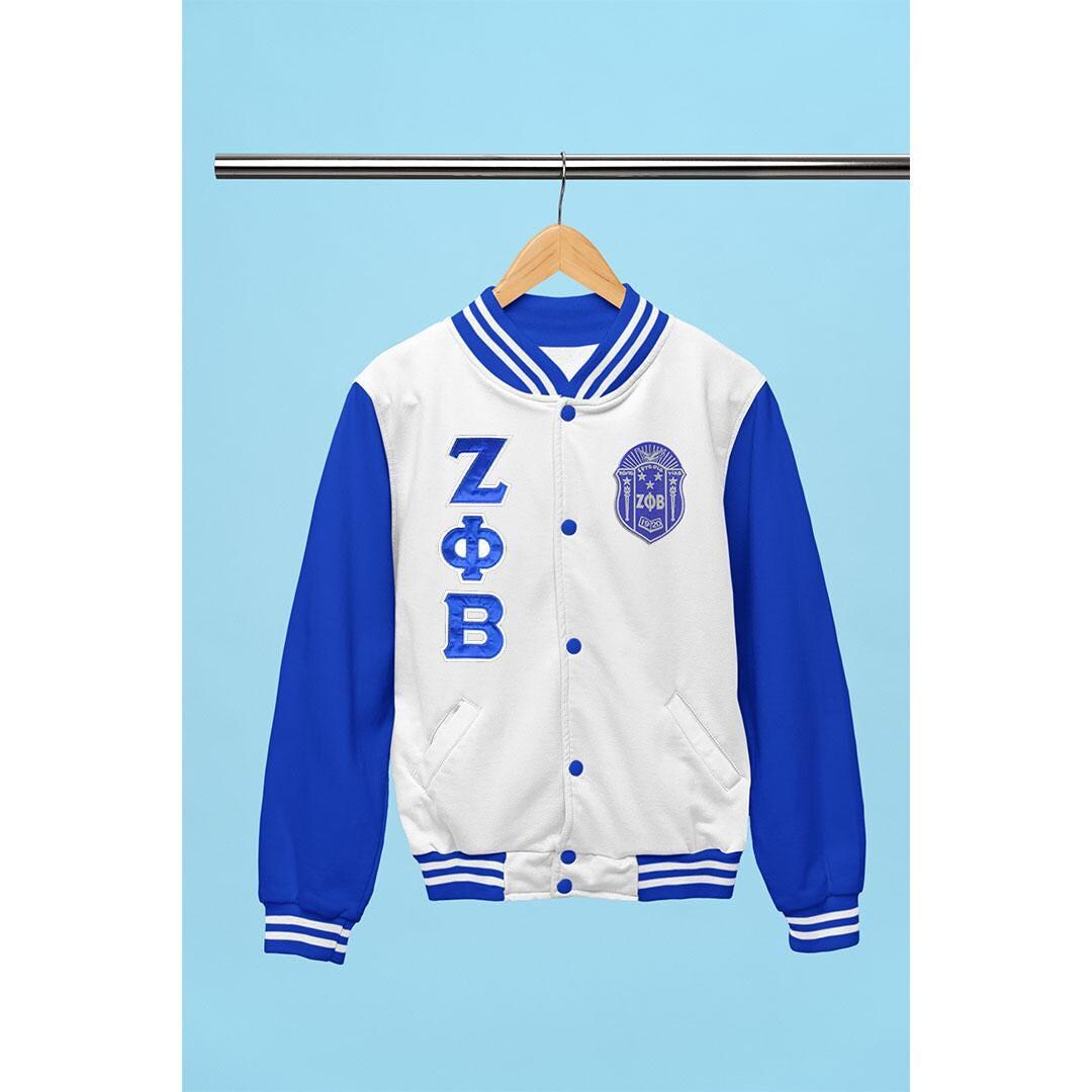 Womens's Zeta Phi Beta Custom Blue Sorority Bomber Jacket With Sorority ...