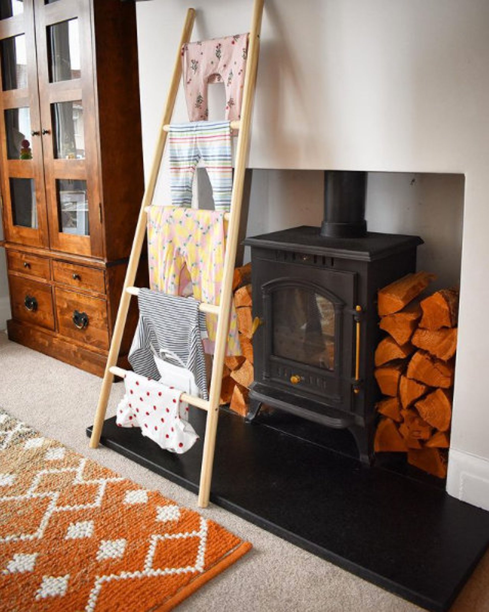 Wooden Clothes Ladder Tapered Quality Towel & Laundry | Etsy UK