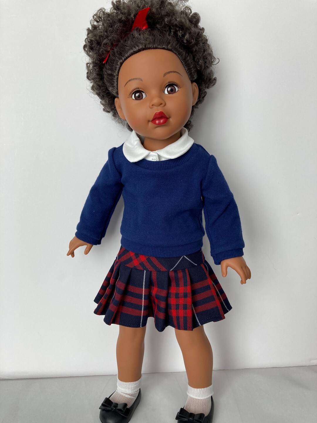 Doll School Uniform, Pleated Skirt, Navy Pullover With Invisible Zipper ...