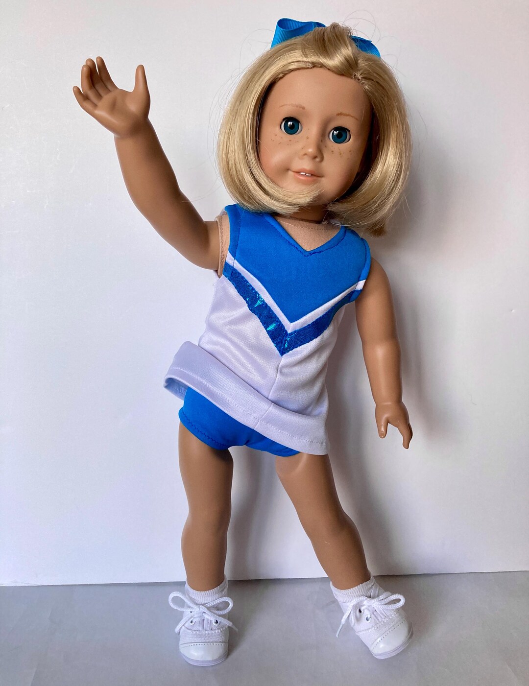 Americas Girl Doll Cheerleader Outfit: White With Turquoise Spanky ...