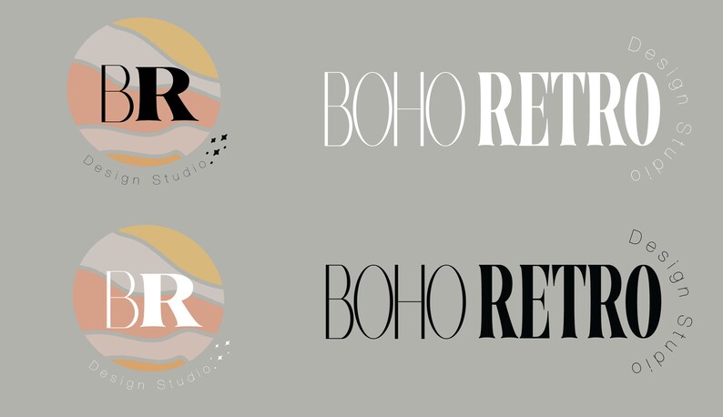 Boho Retro Branding Kit Customizable to Your Brand - Etsy