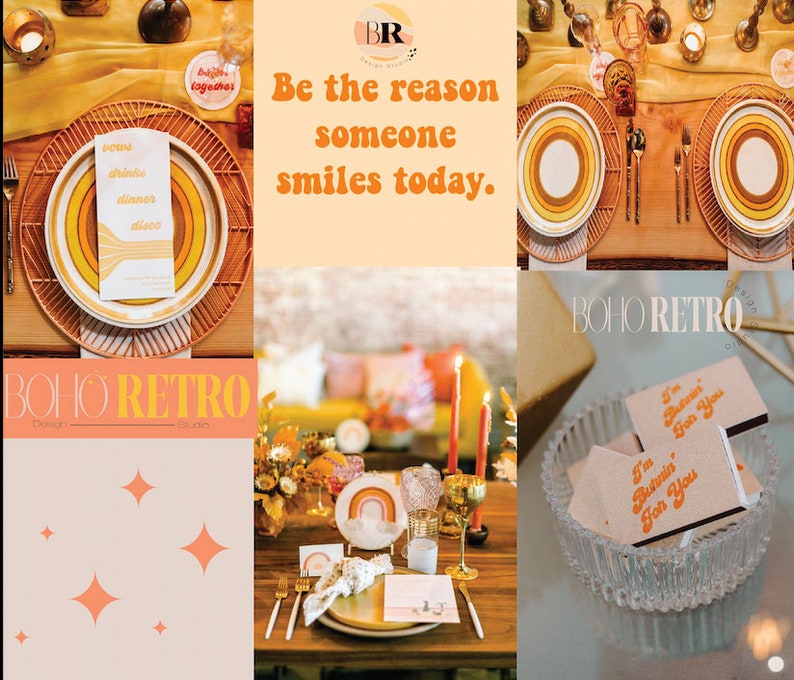 Boho Retro Branding Kit Customizable to Your Brand - Etsy