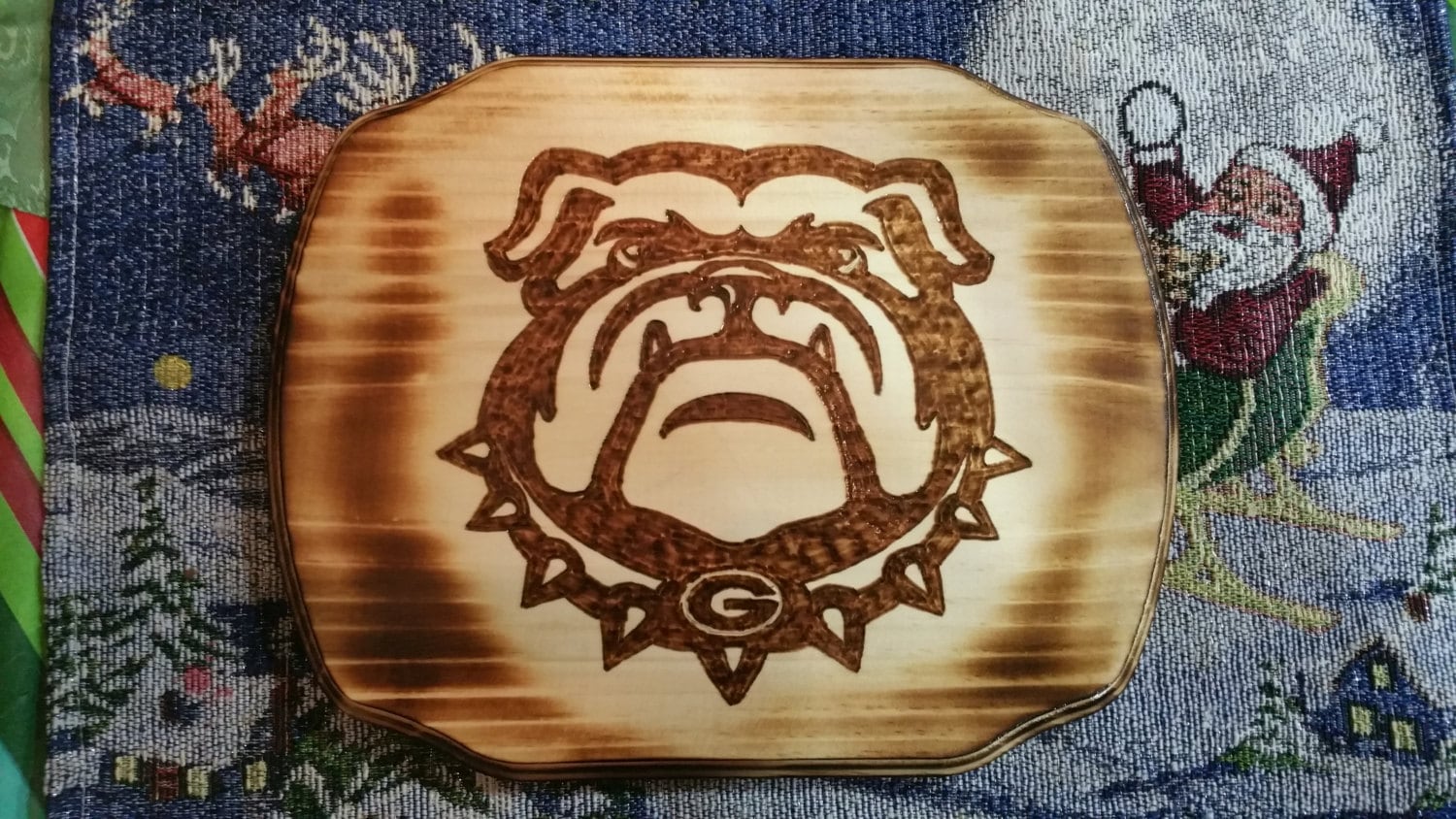 GA Bulldog Pyrography Plaque - Etsy