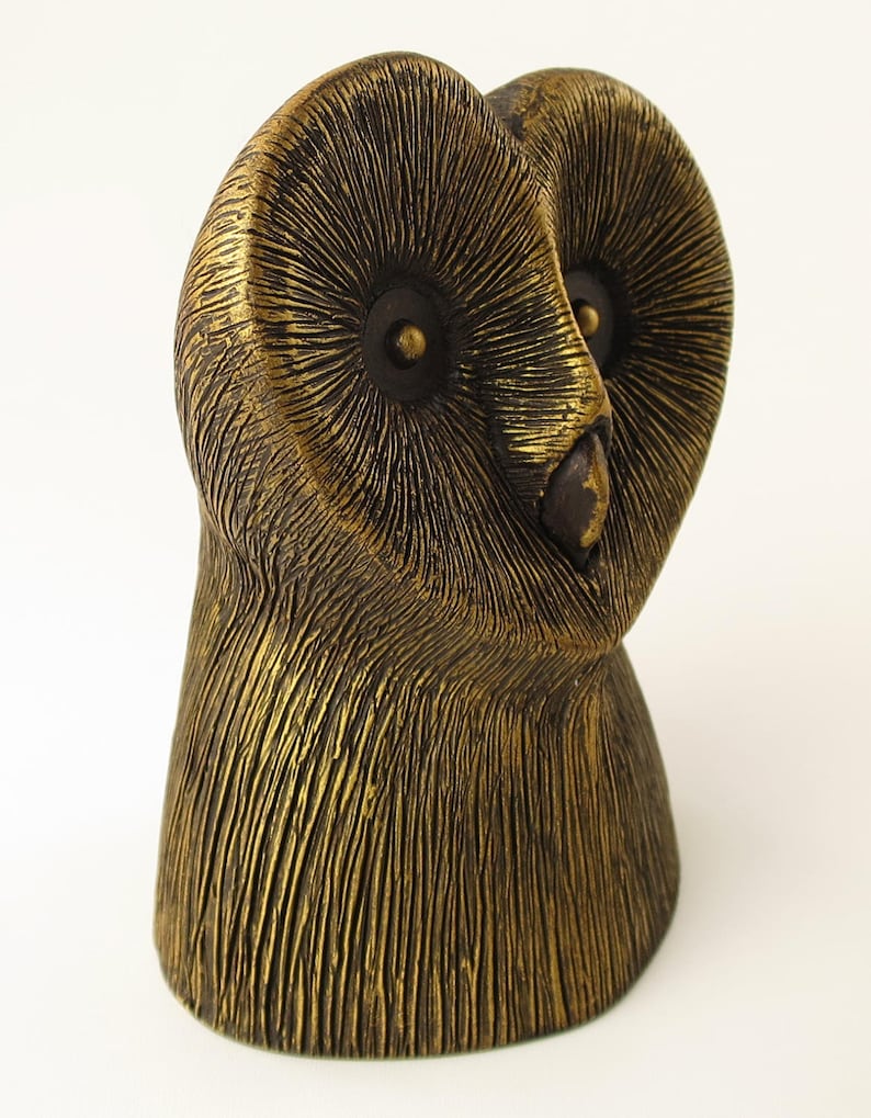 Imitation Bronze Barn Owl Statue Hand Cast Resin Bird Owl Figurine - Etsy