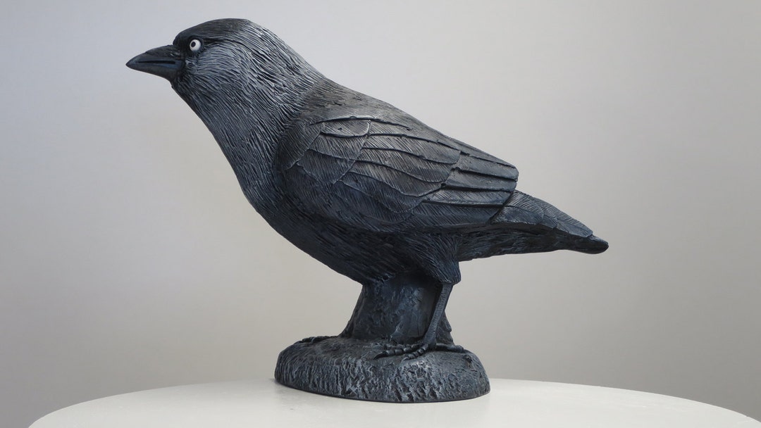 Jackdaw Bird Statue Hand Cast Resin Figurine - Etsy