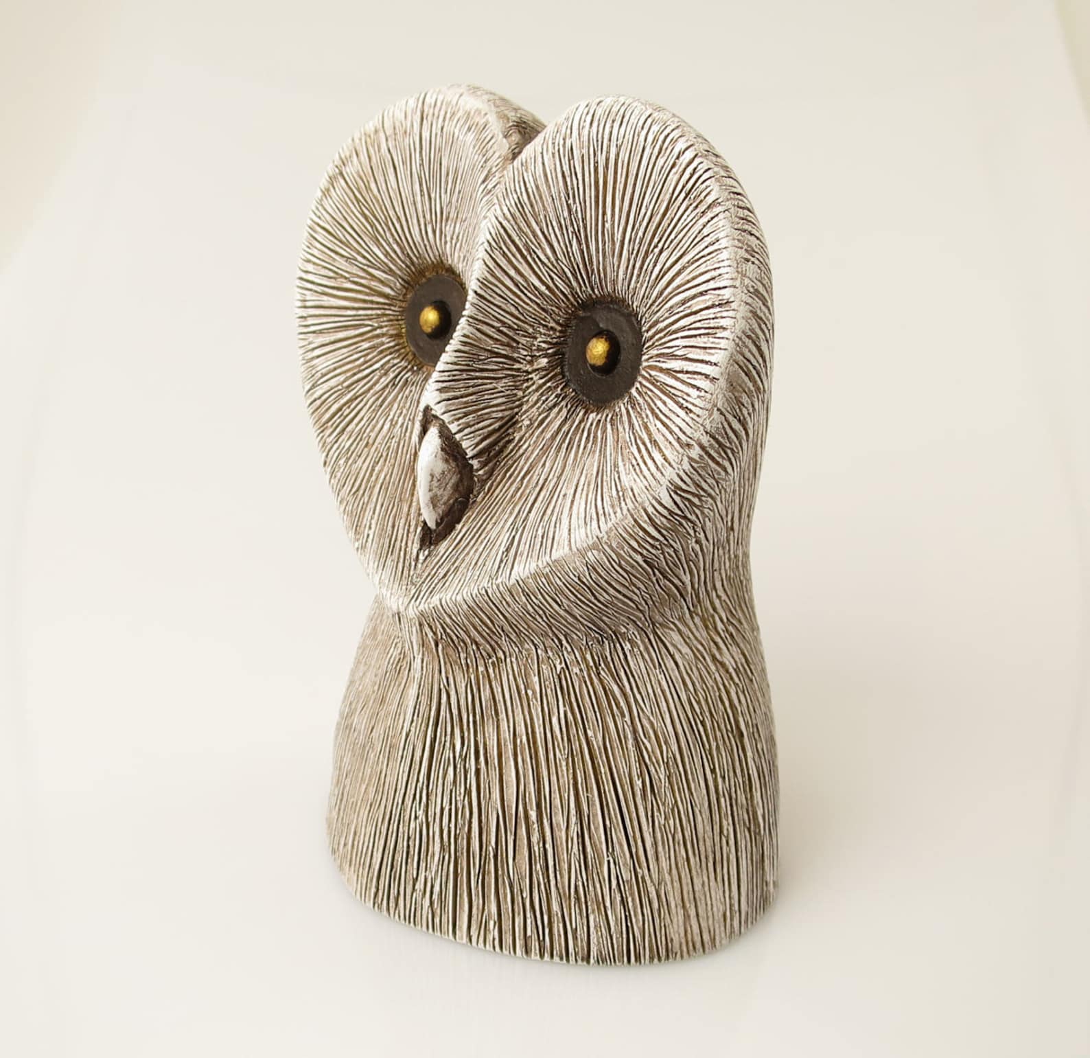 White Barn Owl Statue Hand Cast Resin Bird Owl Figurine - Etsy