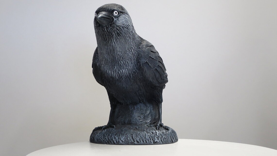Jackdaw Bird Statue Hand Cast Resin Figurine - Etsy