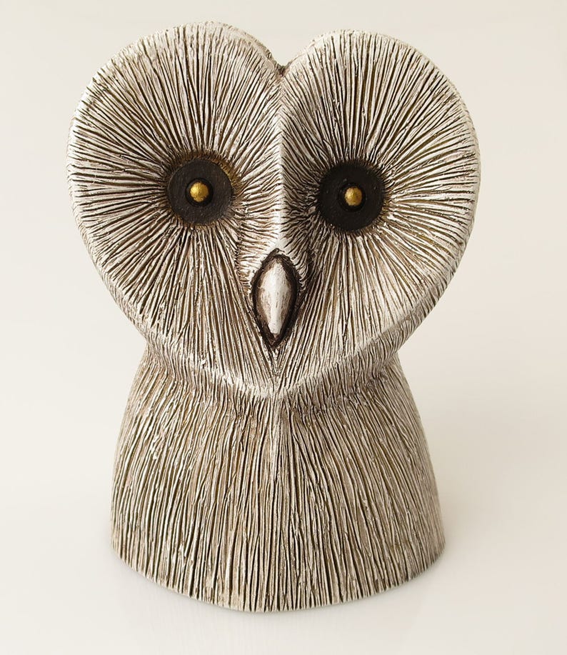 White Barn Owl Statue Hand Cast Resin Bird Owl Figurine - Etsy
