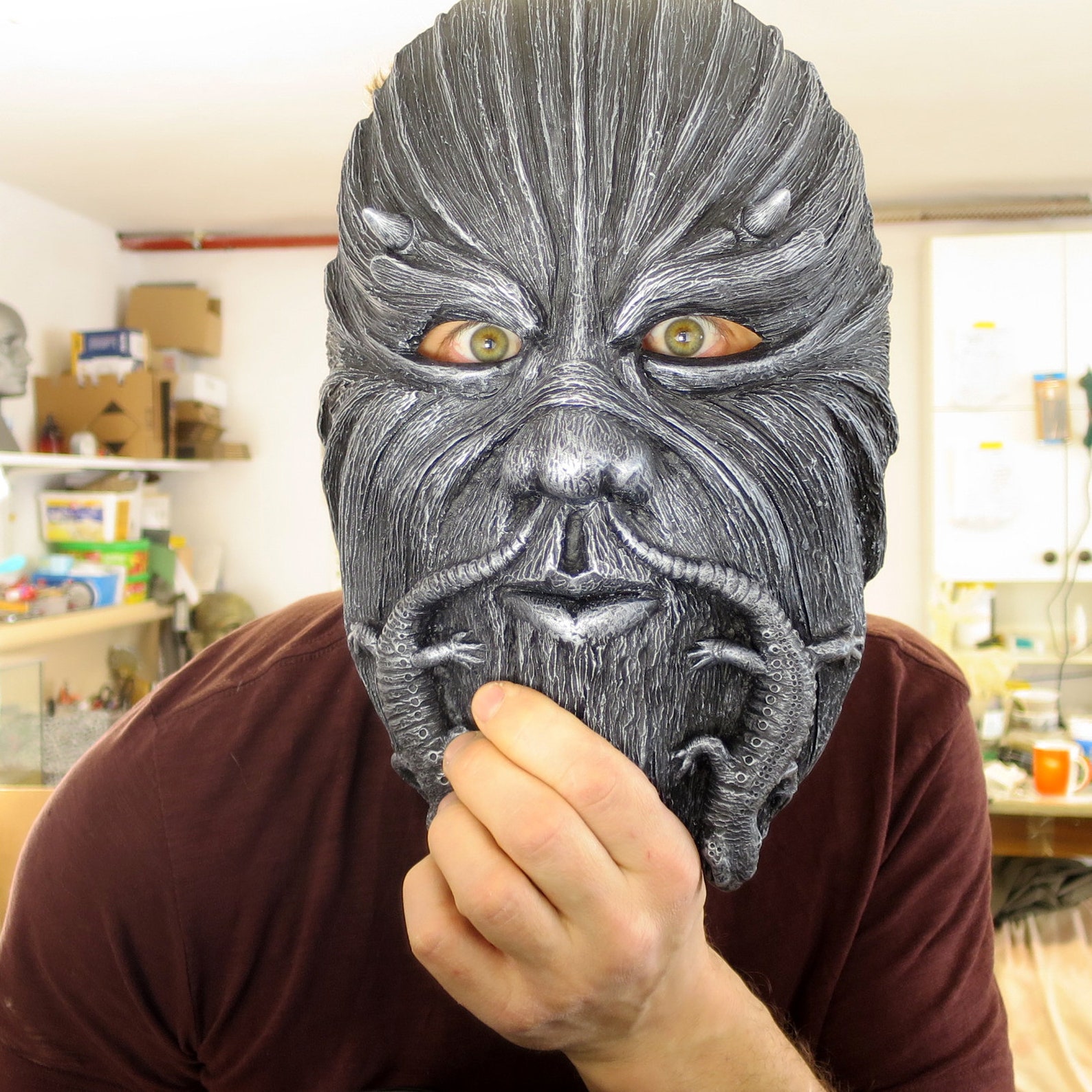 Lizard Mask Lizard Man Mask Forest Man Woodland Mask Creepy Mask Scary ...