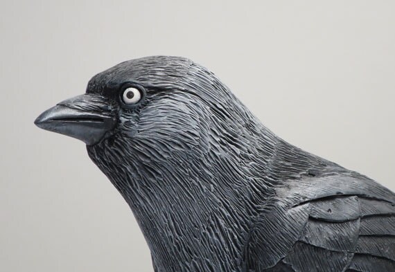 Jackdaw Bird Statue Hand Cast Resin Figurine - Etsy