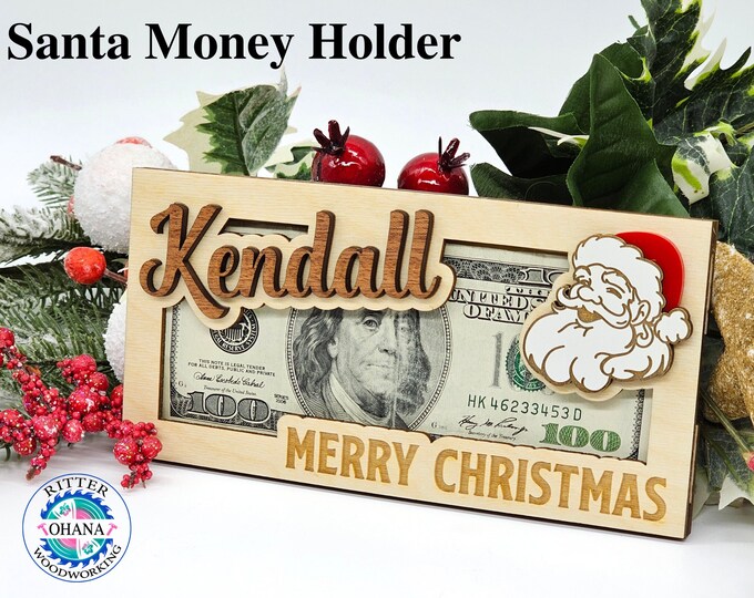 Personalized Santa Money Holder Christmas Cash Gift Stocking Stuffer ...