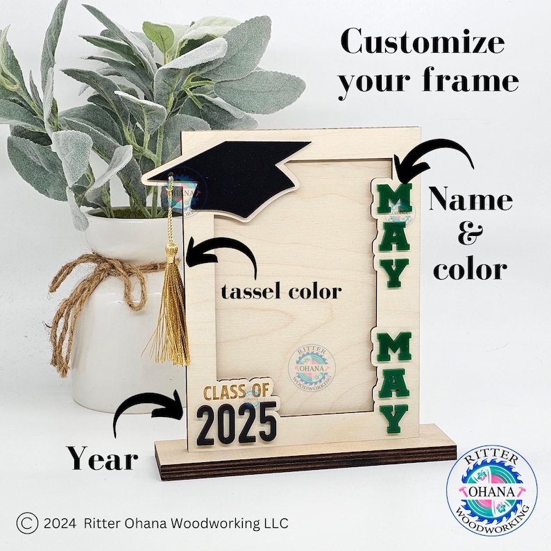 Graduation Photo Frame, Class of 2026 Picture Frame, Personalized 5x7 ...