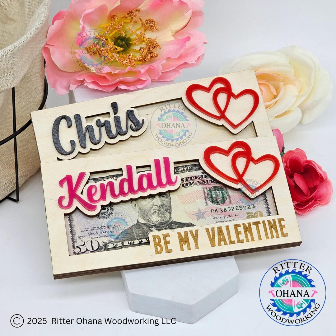Valentine Money Holder, Personalized Valentine Gift, Valentine's Day ...