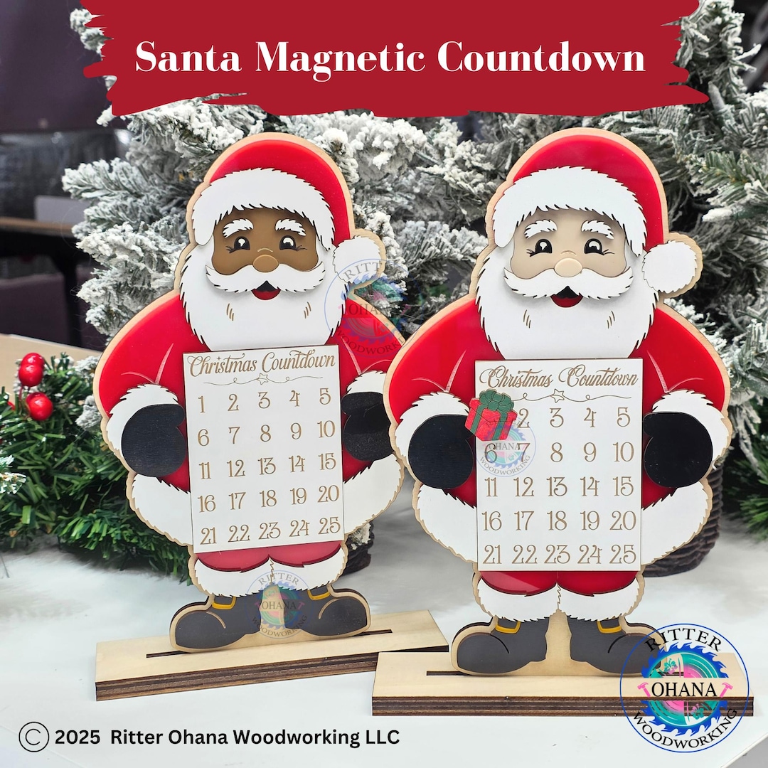 Santa Christmas Countdown, 25 Days of Christmas, Wooden Advent Calendar ...