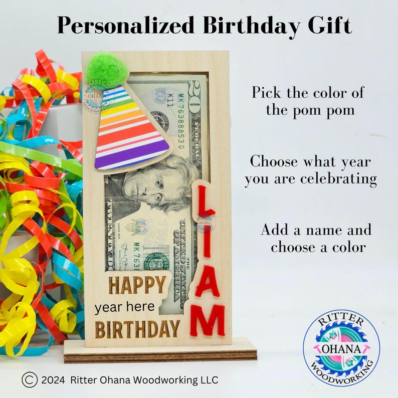 Personalized Birthday Money Holder, Birthday Gift for Boy, Birthday ...