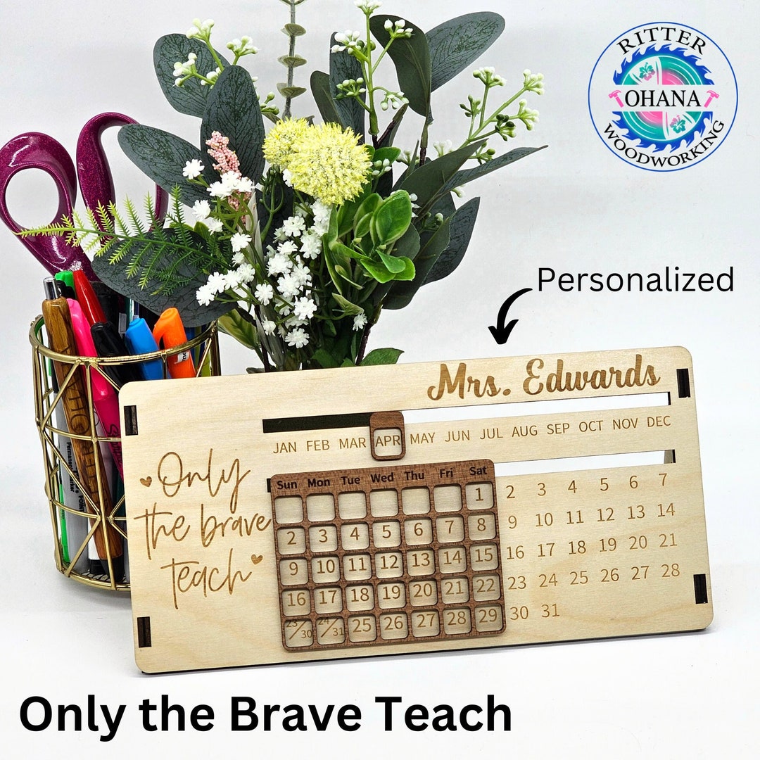Personalized Teacher Perpetual Calendar, Teacher Christmas Gift ...