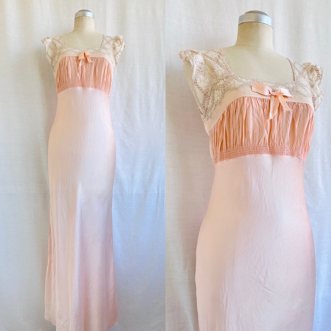 Vintage 40s Silk Satin and Lace Bias Cut Silk Slip / Silk - Etsy
