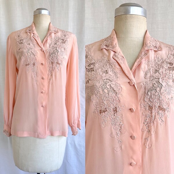 Cutwork Silk Blouse - Etsy