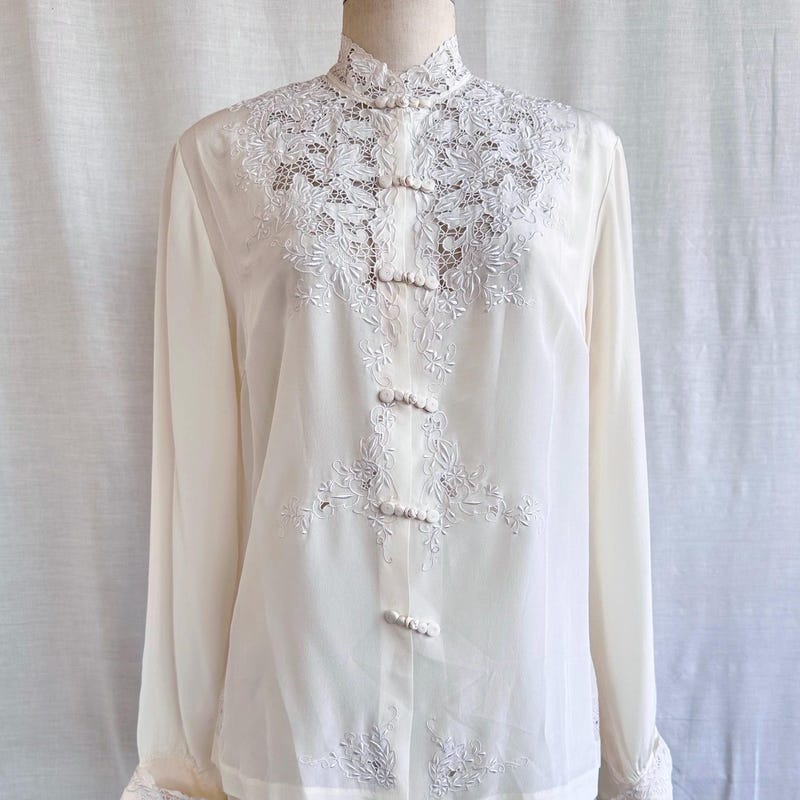 Cutwork Silk Blouse - Etsy