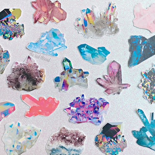 Crystal Stickers Pack Quartz Stones Aura Quartz Custom | Etsy