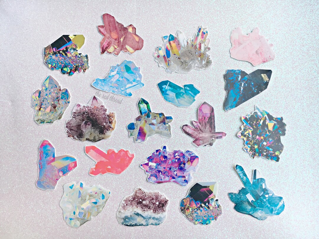 Crystal Stickers Pack Quartz Stones Aura Quartz Custom - Etsy