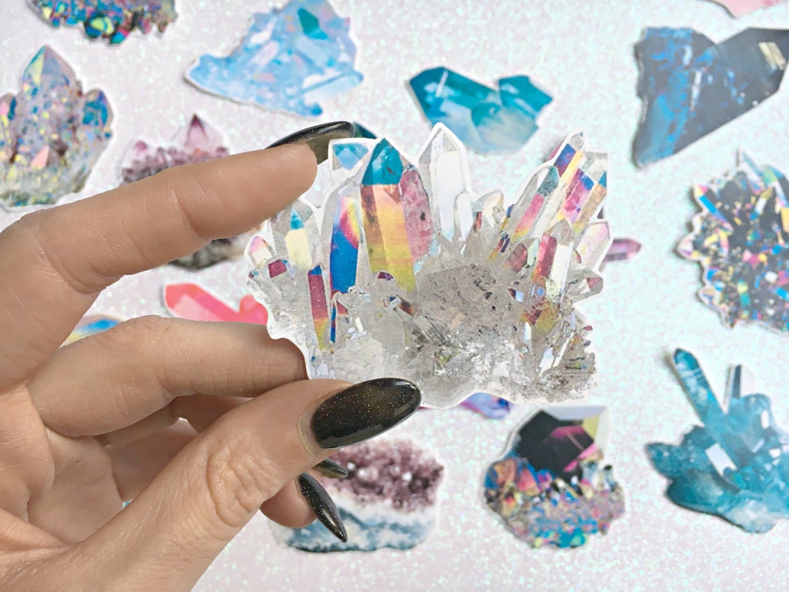 Crystal Stickers Pack Quartz Stones Aura Quartz Custom | Etsy