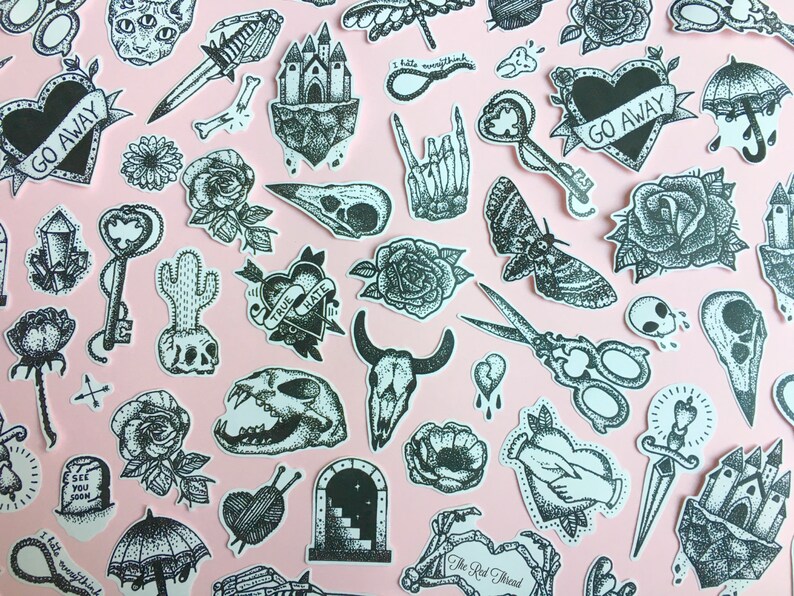 Stickers Pack Nº4 skull animals alien skeleton roses nature | Etsy