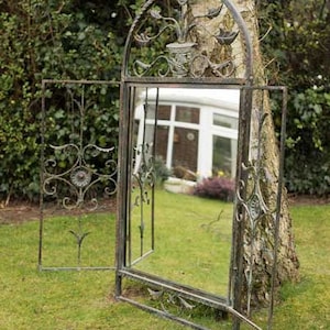 Large Rustic Scroll Garden Outdoor Wall Mirror 130cm X 70cm - Etsy UK