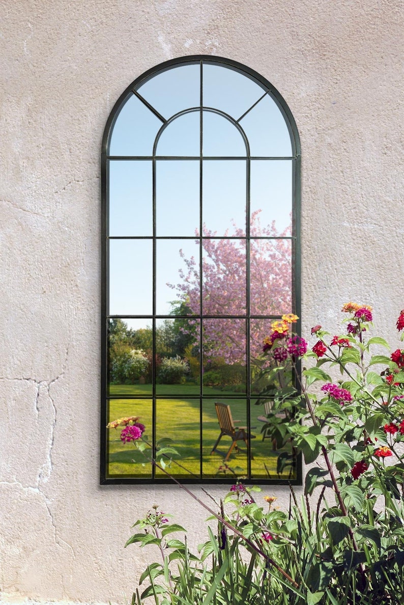 Large New Black Multi Panelled Arched Window Garden Outdoor - Etsy UK