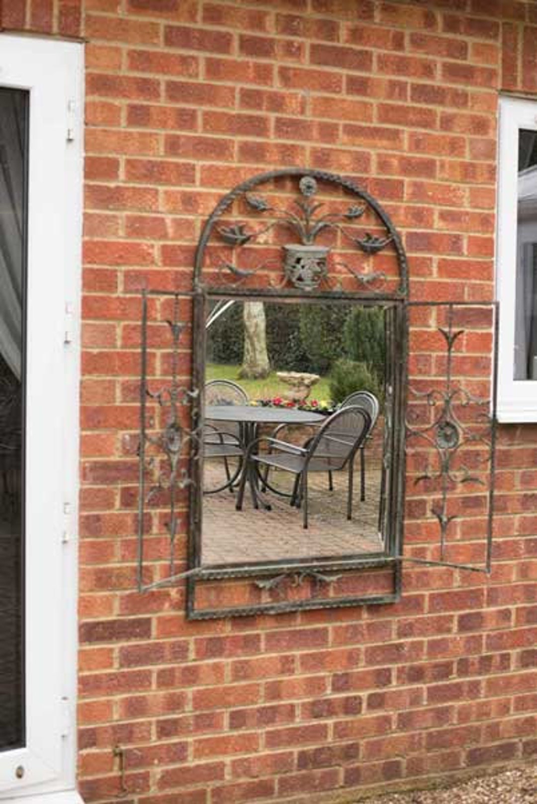 Large Rustic Scroll Garden Outdoor Wall Mirror 130cm X 70cm - Etsy UK