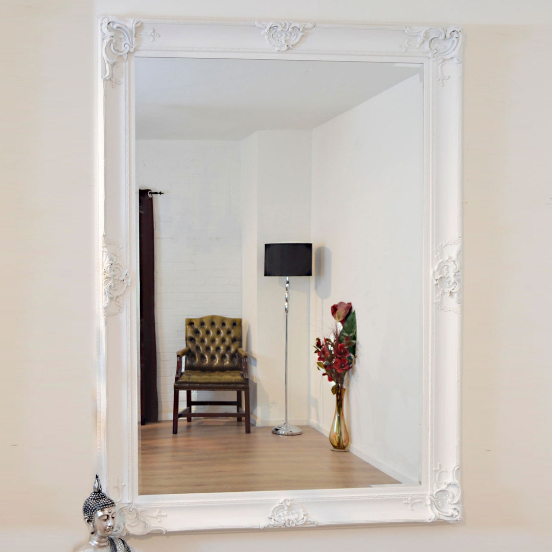 Beautiful Large White Decorative Ornate Wall Mirror 7ft X 5ft 213 X ...
