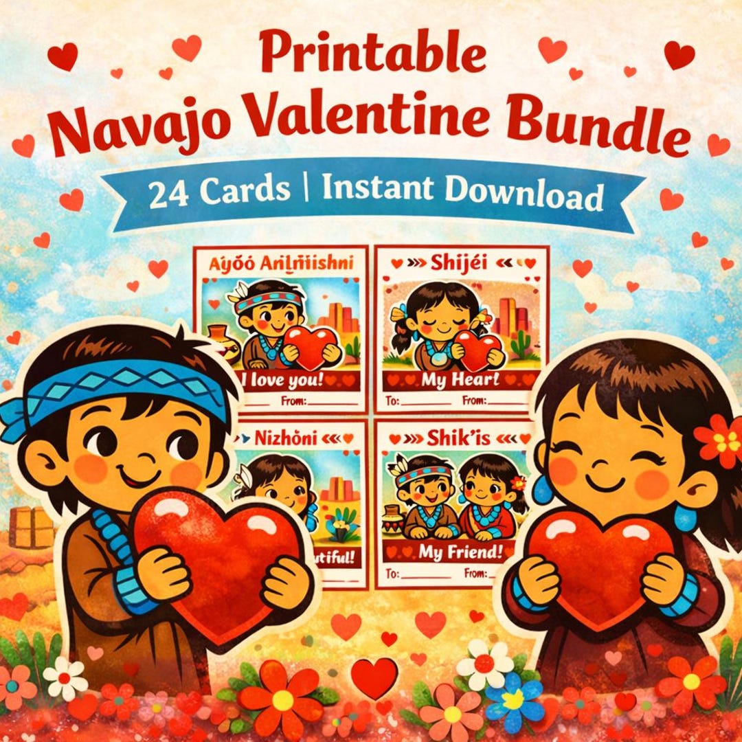 Navajo Valentine Cards Printable Bundle, Classroom Exchange Cards, Kids ...