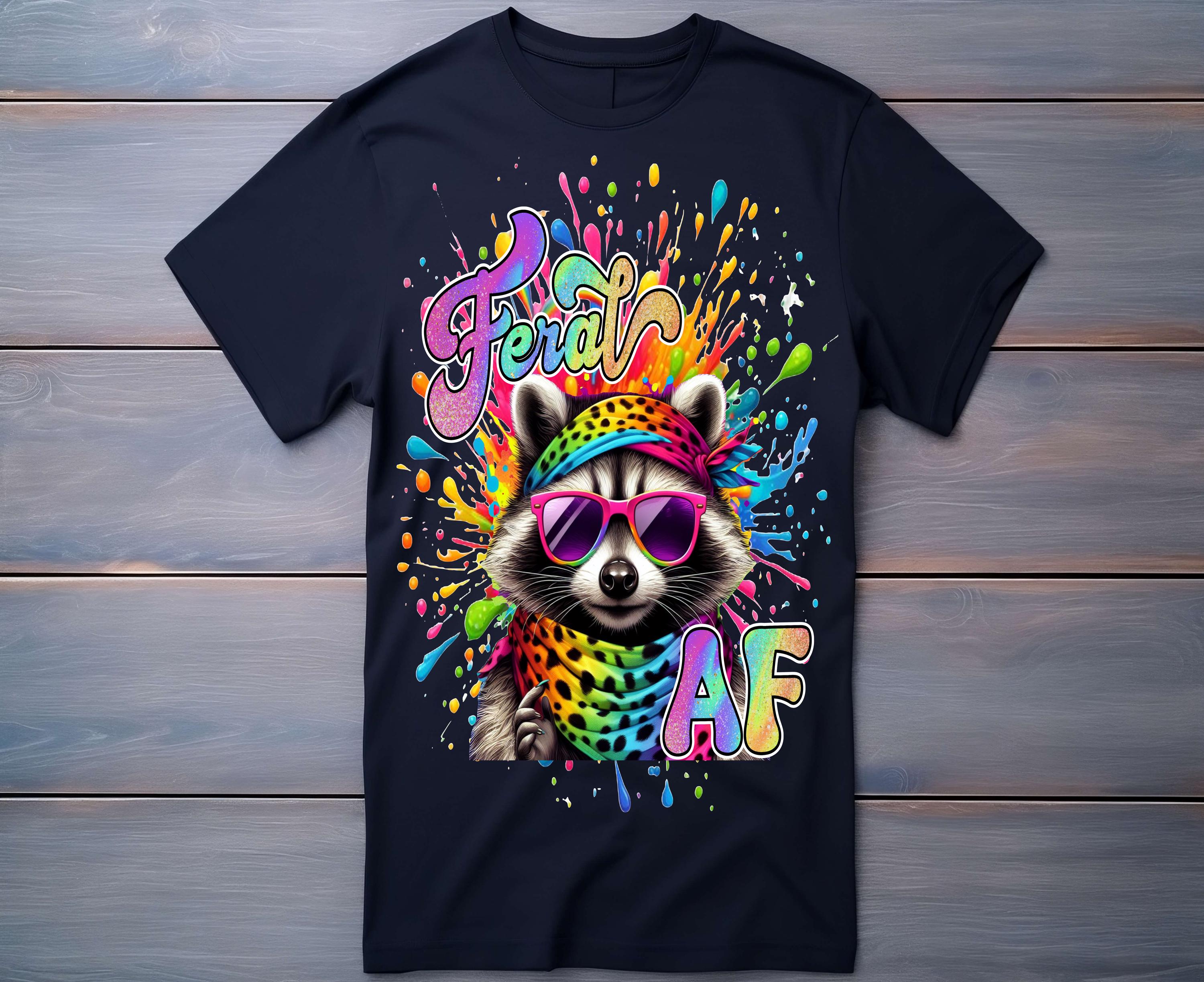 Neon Rainbow Feral AF Sassy Raccoon PNG - Etsy