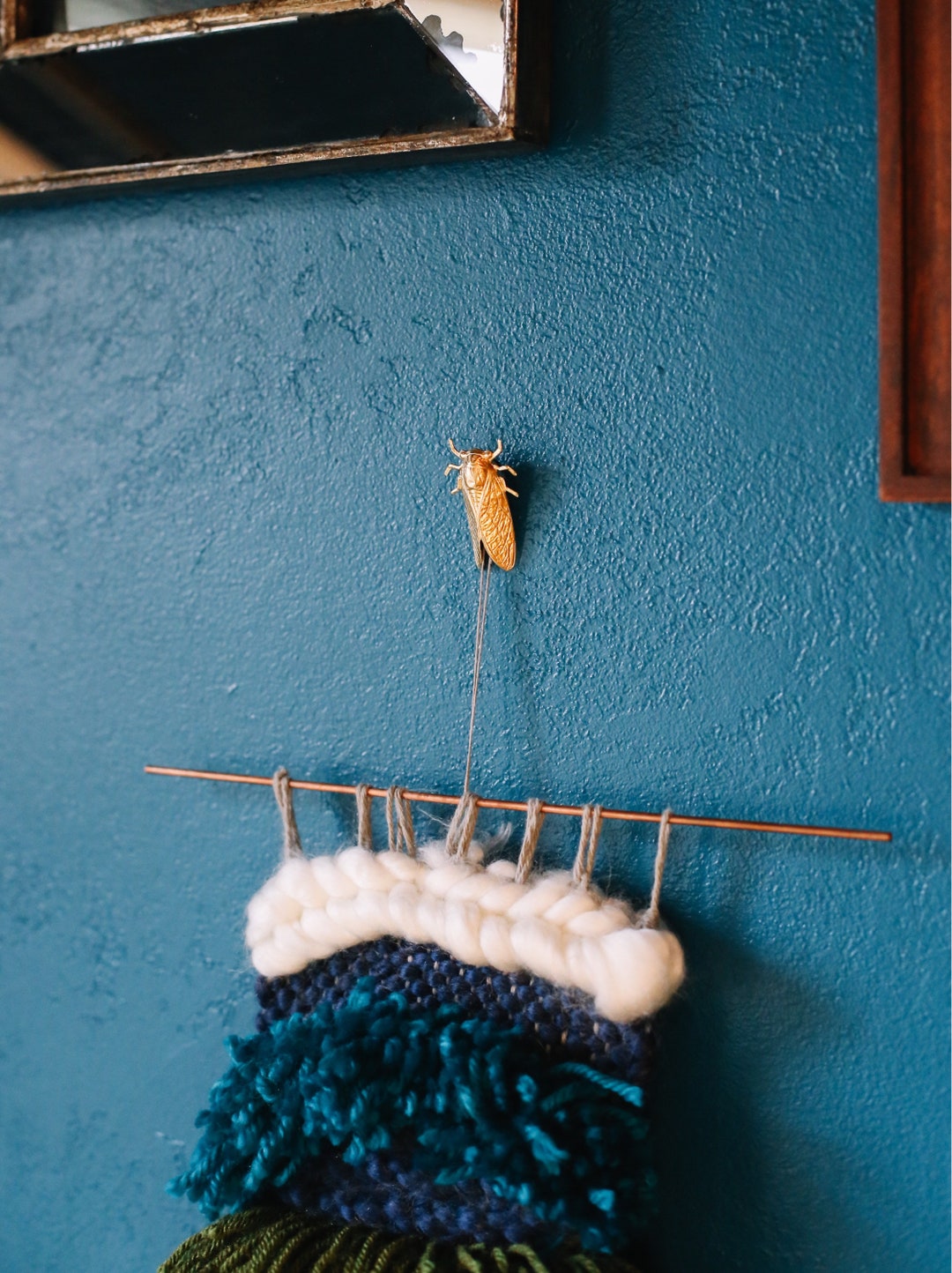 Cicada Wall Decor / Insect Decor / Macrame Accessory / Brass ...