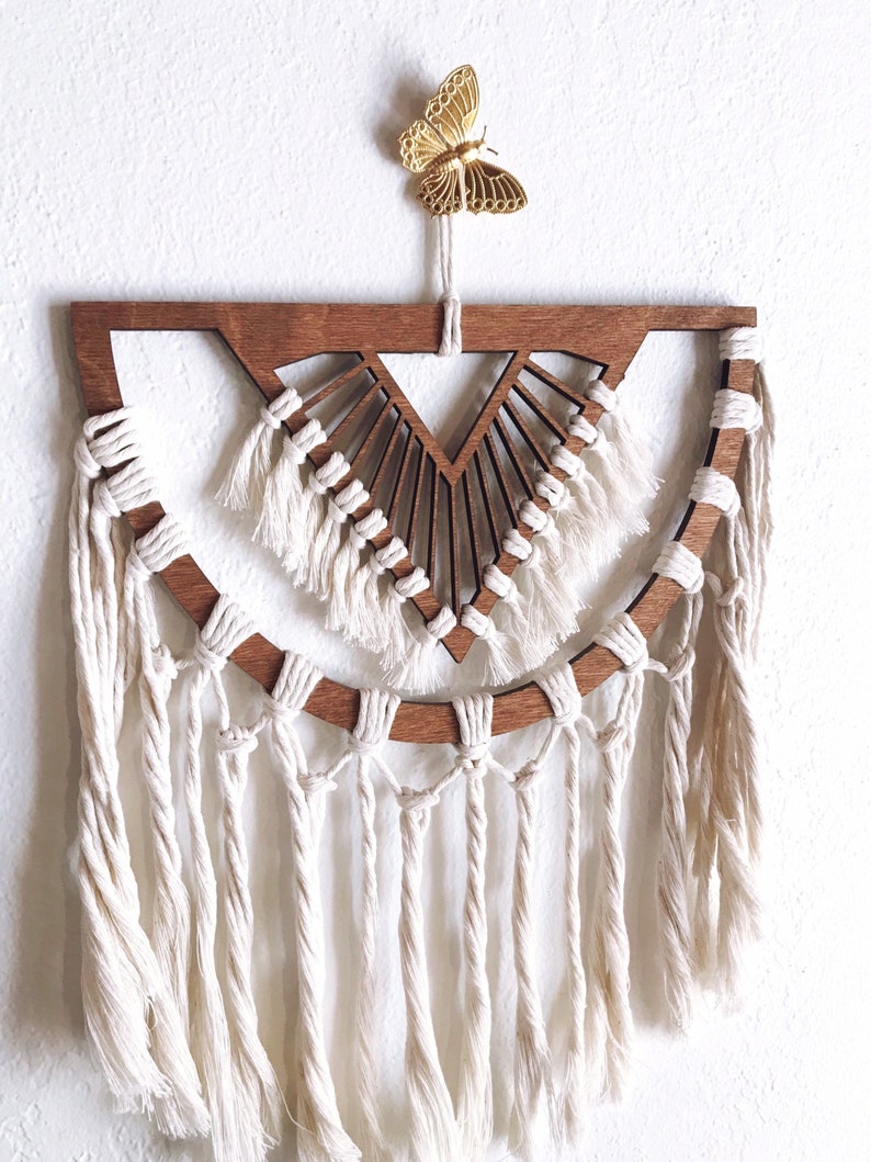 Butterfly Decor / Insect Decor / Macrame Accessory / Brass - Etsy