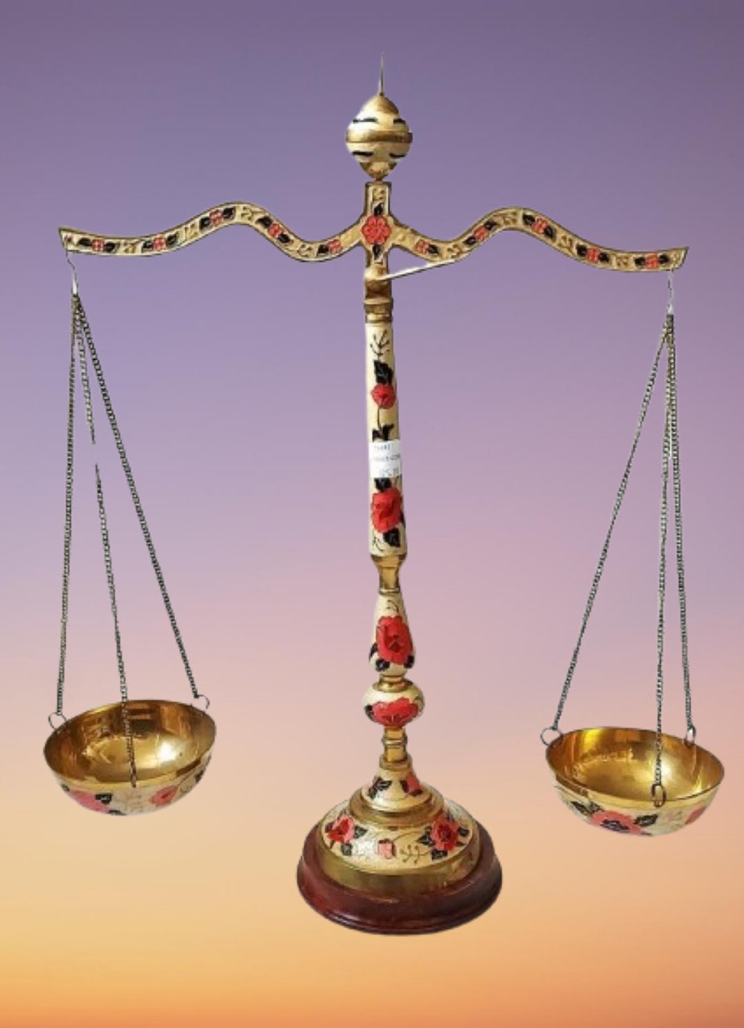 Another Rareity a Tall Solid Brass Enamelled Scales possible Plant ...