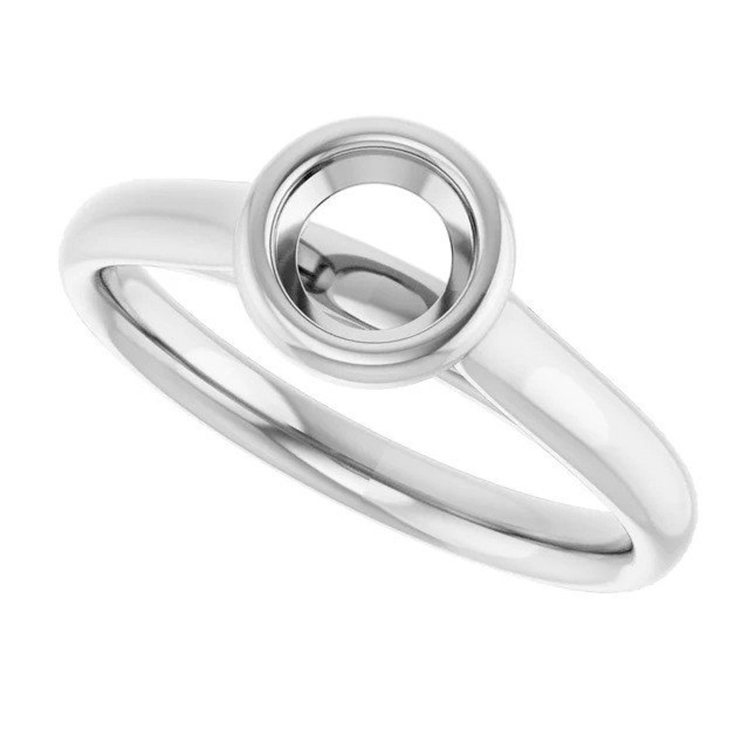 14K Gold Round Bezel Solitaire Engagement Ring Mounting Available in 4 ...