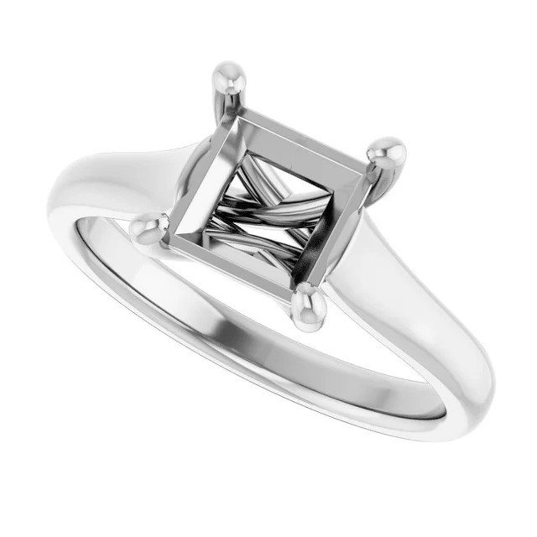 14K Gold Square Solitaire Engagement Ring Mounting Available in 4x4mm ...
