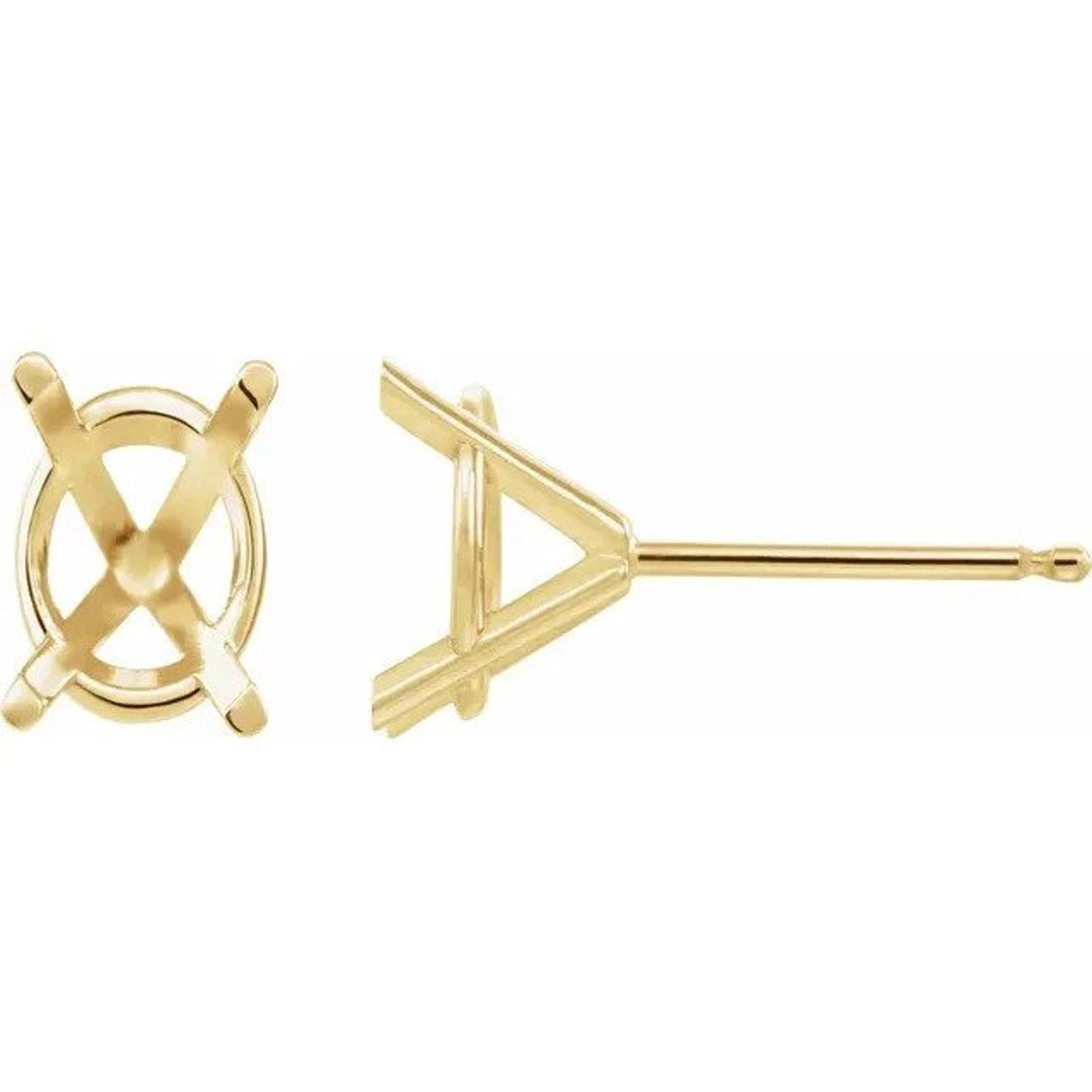 14K Gold Oval 4-prong Cocktail-style Earring Mounting Available in ...