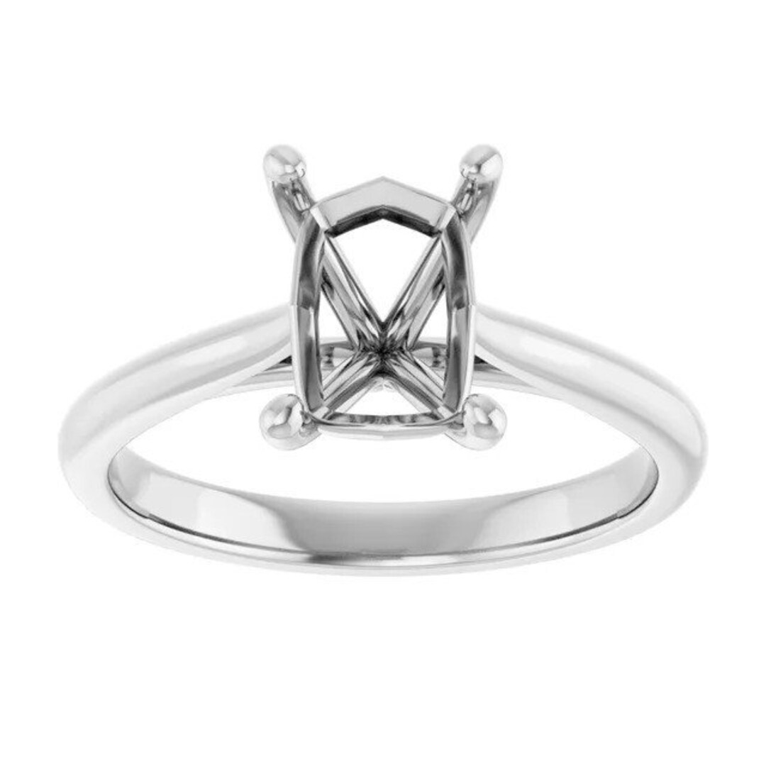 14K Gold Emerald Solitaire Engagement Ring Mounting Available in 6x4mm ...