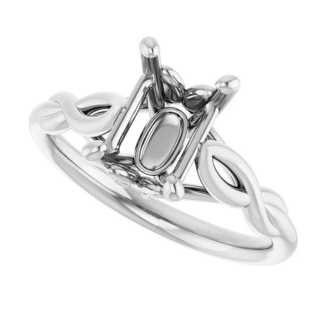 14K Gold Emerald Solitaire Engagement Ring Mounting Available in 6x4mm ...