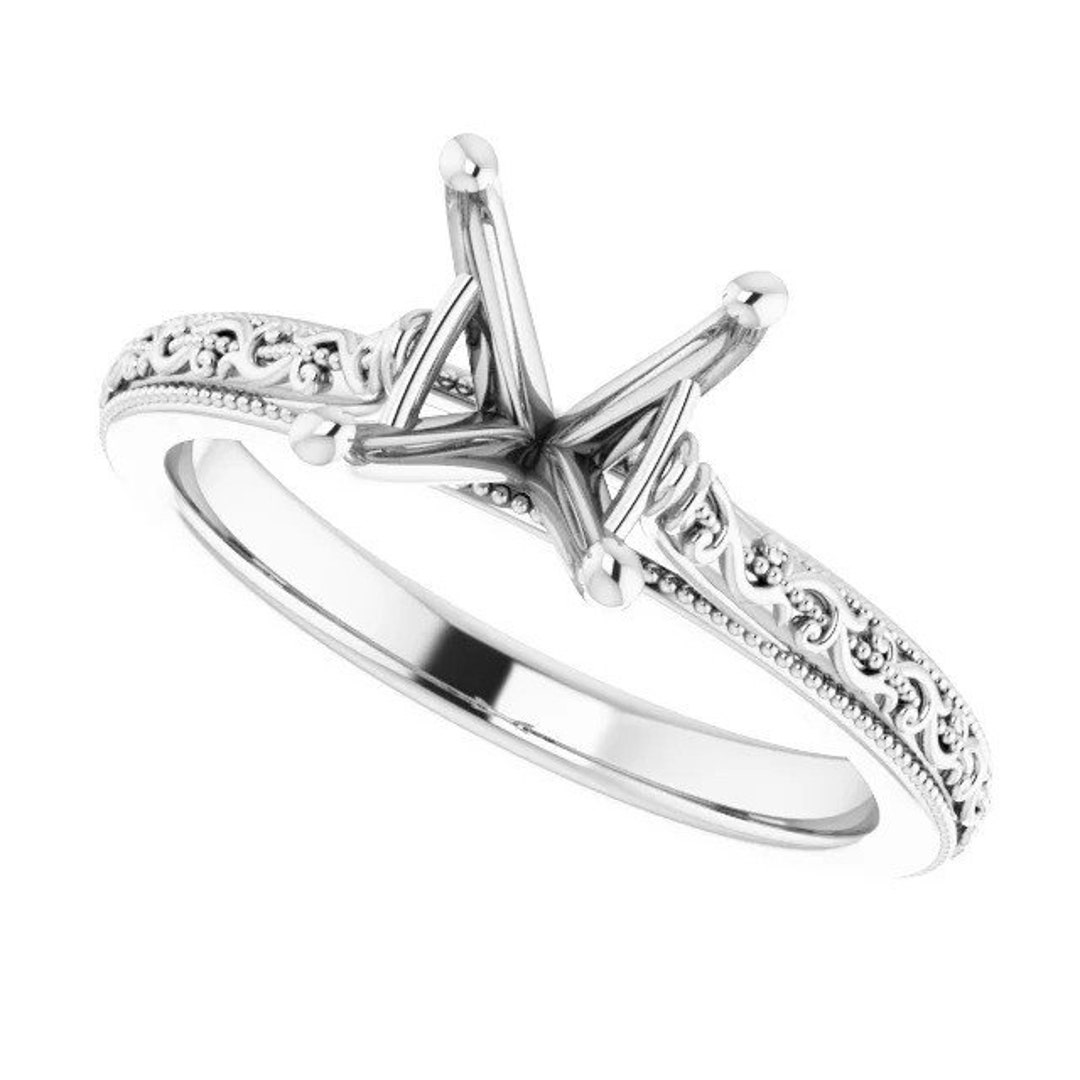 14K Gold Square Solitaire Engagement Ring Mounting Available in 4x4mm ...