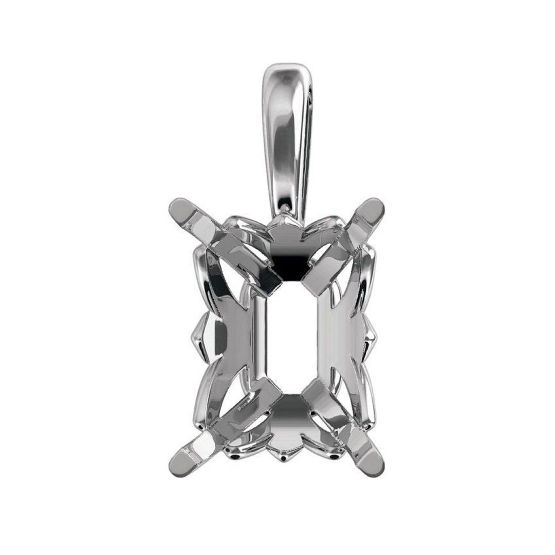 14K Gold Emerald 4-prong Pendant Mounting Available in 6x4mm - 12x10mm ...