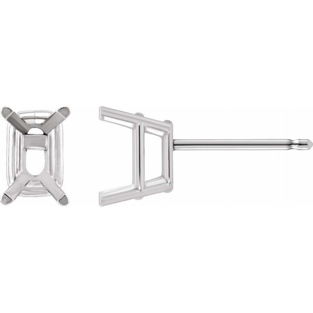 14K Gold Emerald 4-prong Earring Mounting Available in 4x3mm - 14x12mm ...