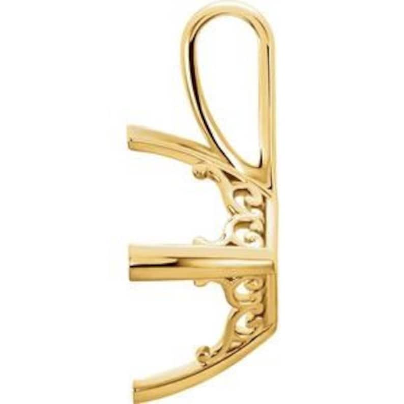 14K Gold Square 4-prong Vintage-inspired Scroll Pendant Mounting ...