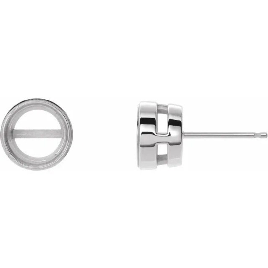 14K Gold Round Tapered Bezel-set Earring Mounting Available in 3mm - 6 ...
