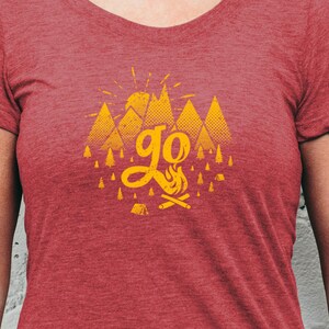 GO - Screen Printed Unisex Tee - Mountains - Camping Design - Heather ...