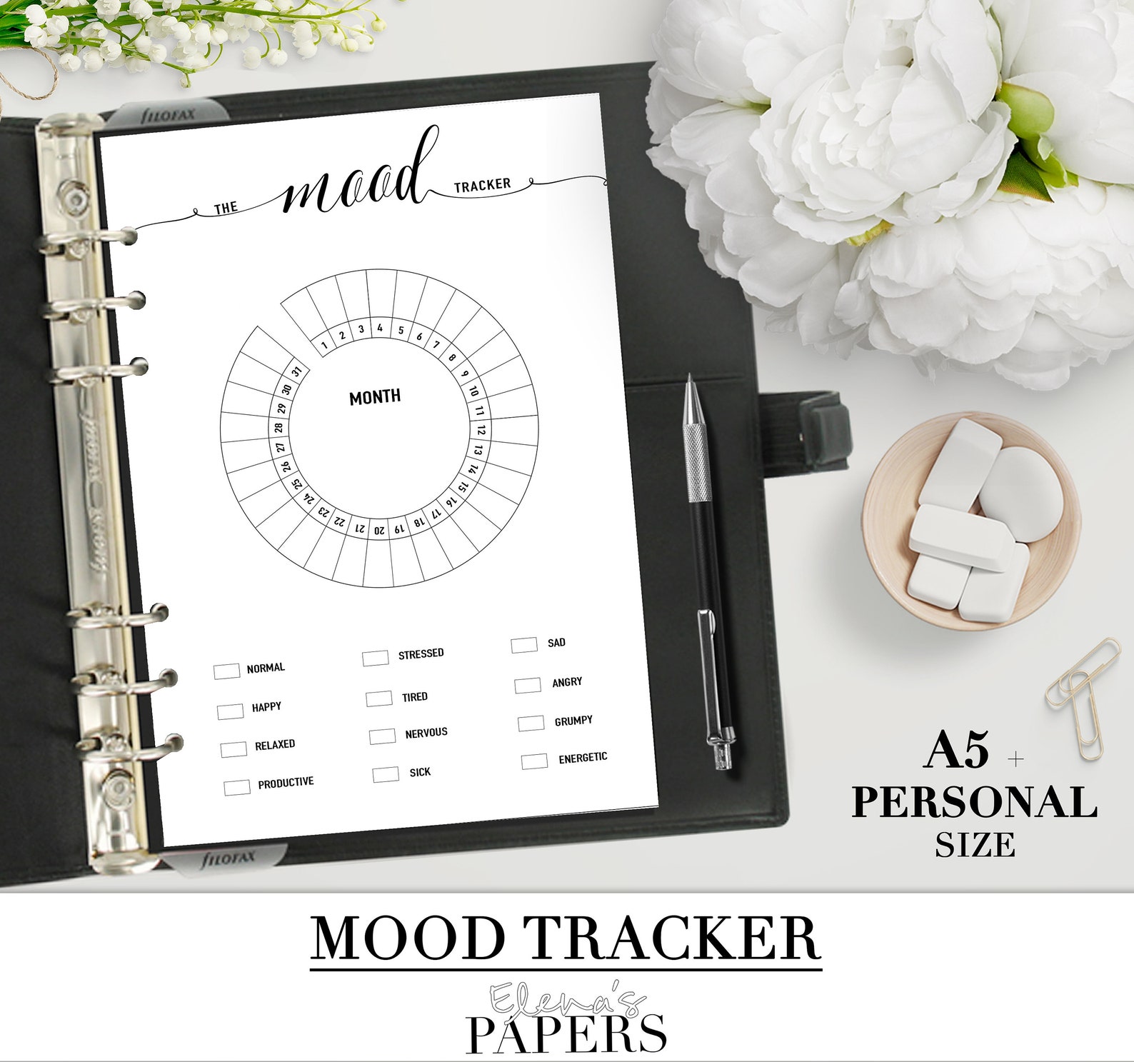 Printable MOOD TRACKER Insert for Your Personal, A5 and A4 Size Planner ...