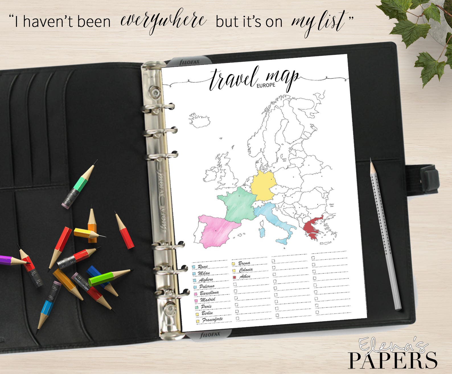 Printable TRAVEL EUROPE MAP Insert for Your Personal A5 and - Etsy
