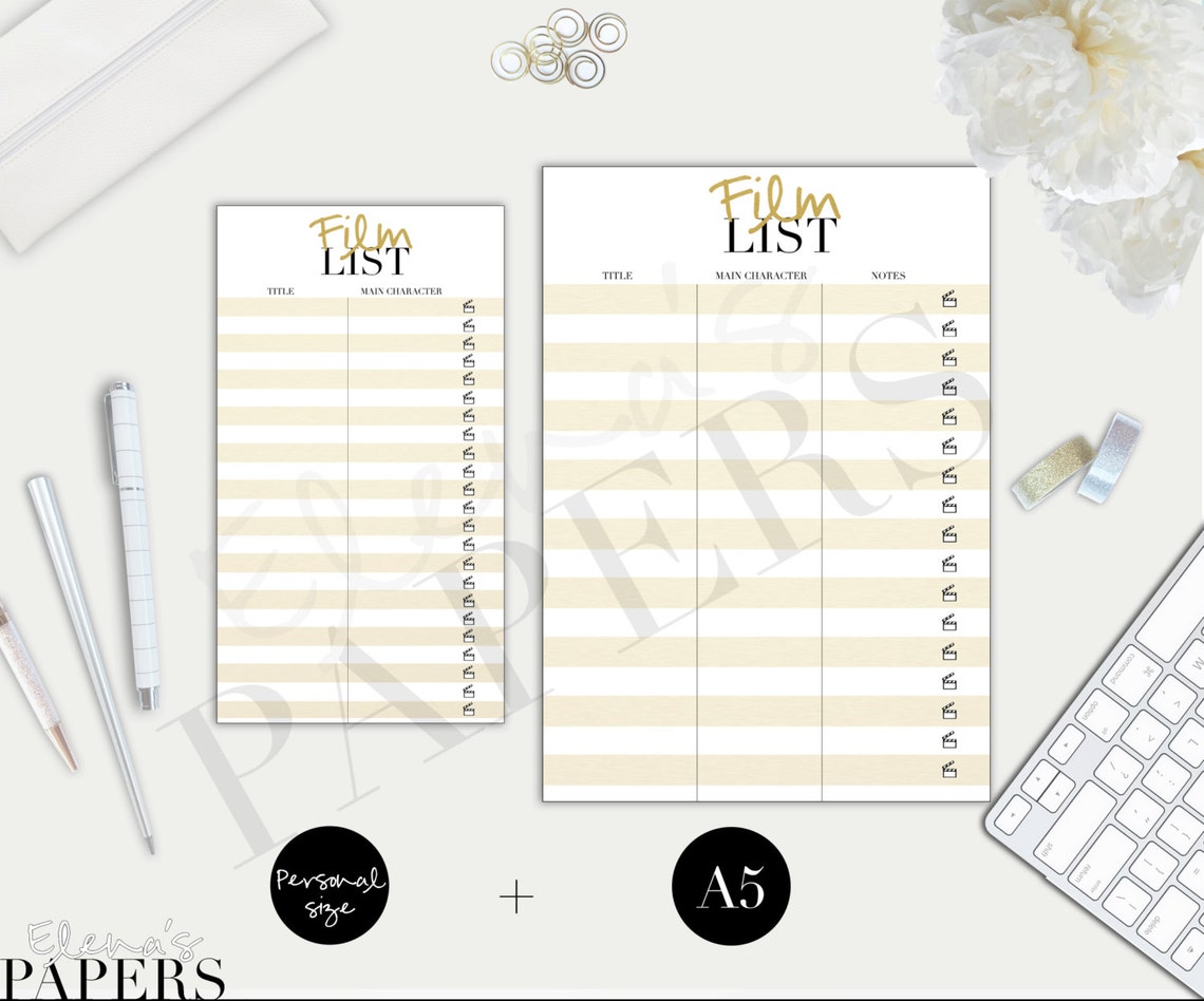 Printable FILM LIST Insert for Your Personal and A5 - Etsy